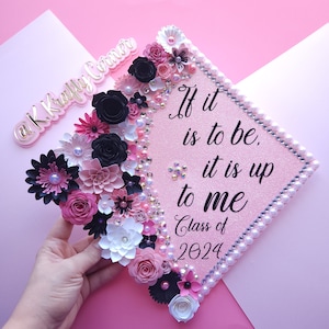 Pink Graduation Cap Toppers/ Flower Graduation Cap/ Glitter Graduation ...