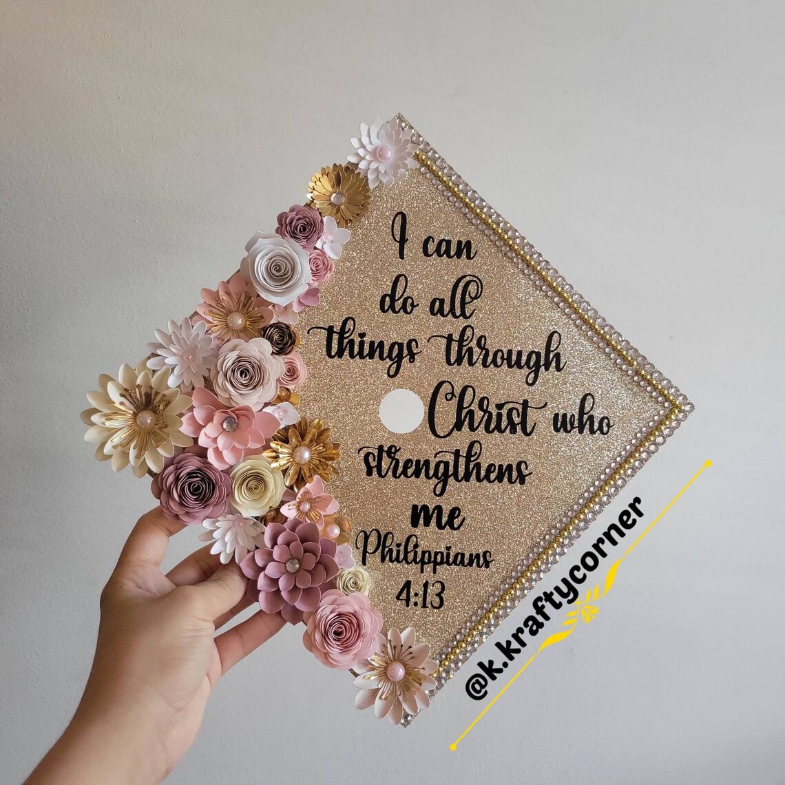 Graduation Cap Toppers/ Flower Graduation Cap/ Glitter | Etsy