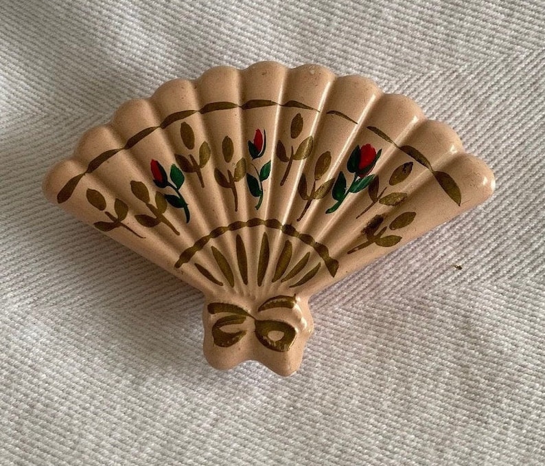 Vintage Elfinware Hand Painted Fan Box Germany Original - Etsy