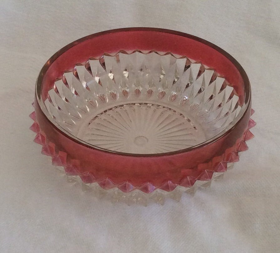 Indiana Glass Kings Crown Diamond Point Pattern Red Cranberry - Etsy