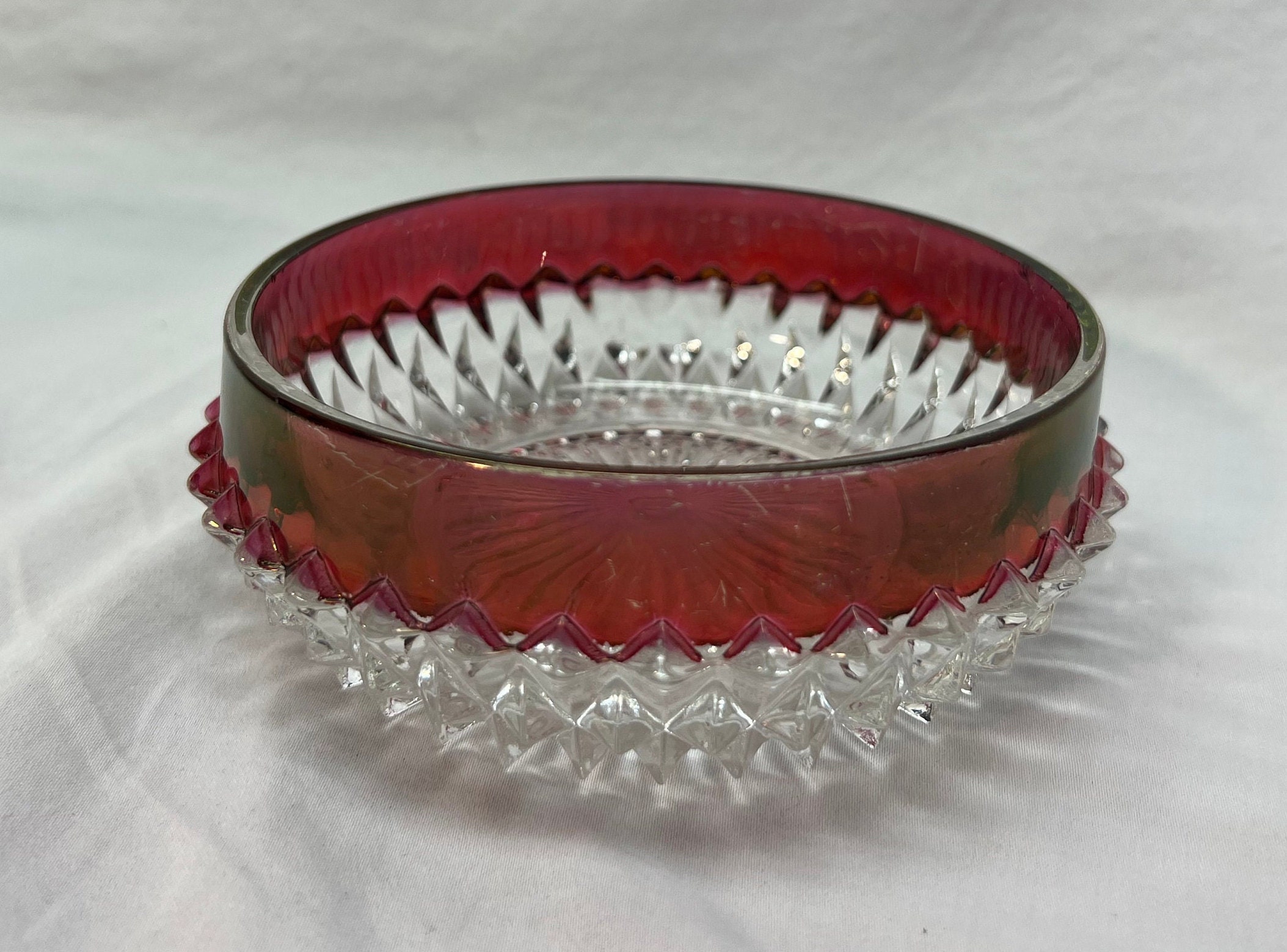 Indiana Glass Kings Crown Diamond Point Pattern Red Cranberry - Etsy