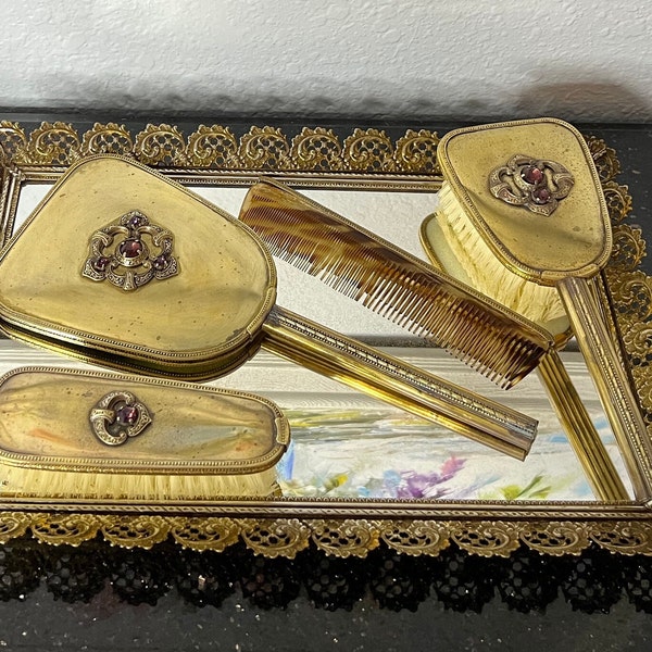 Vanity Tray With Brush and Comb Vintage - Etsy