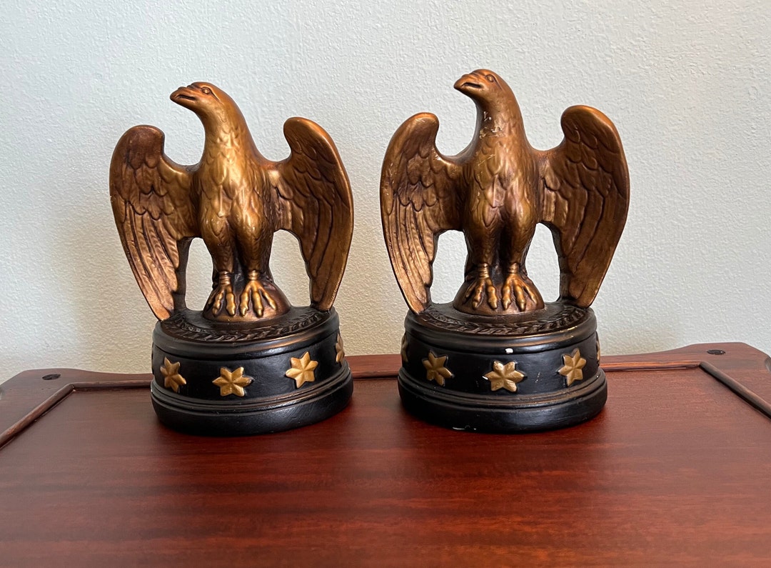 Vintage Tall 2 ABCO Alexander Backer Eagle Bookends Chalk Ware Sold ...