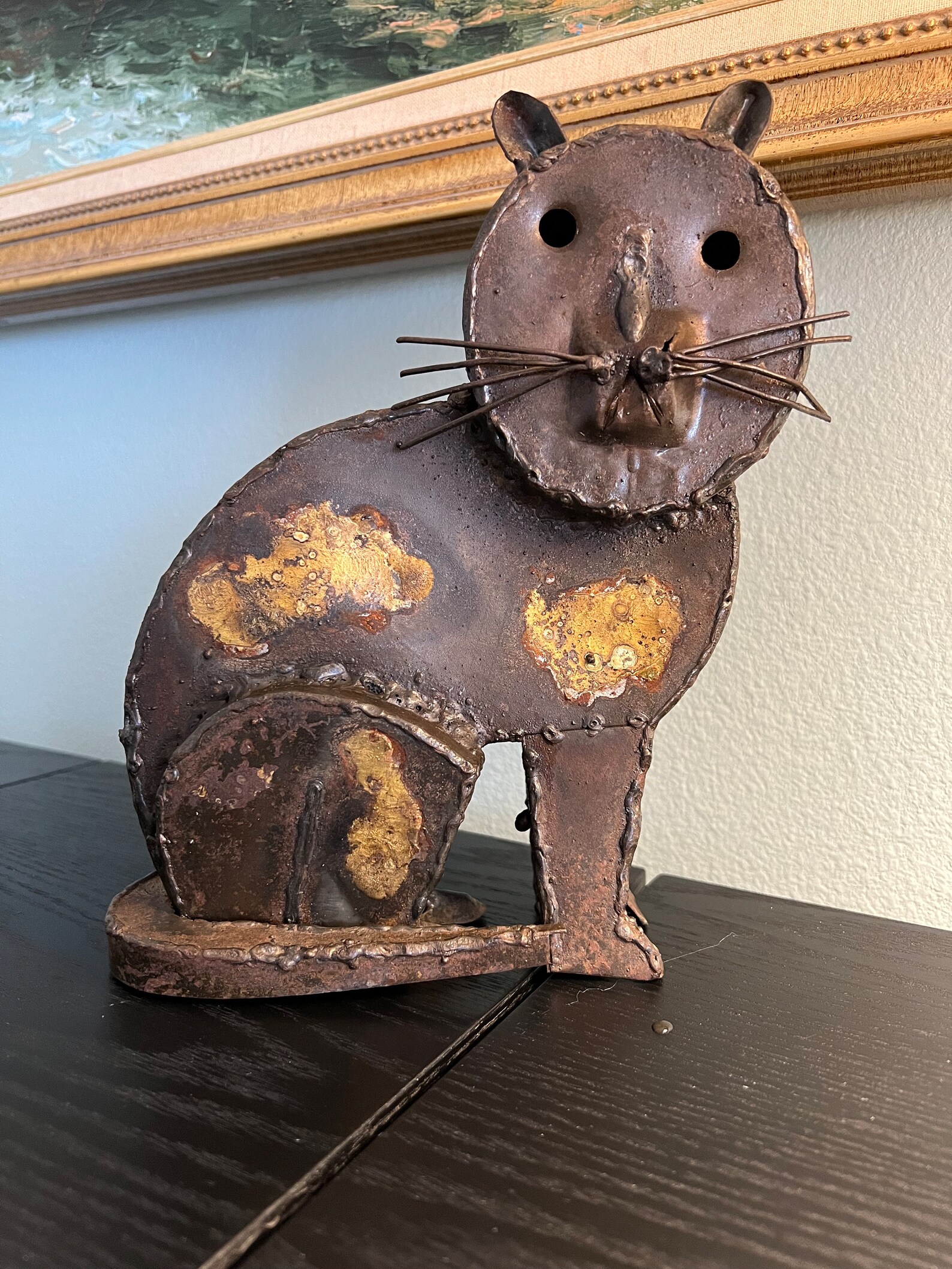 Signed Metal CAT Torch Cut Sculpture yard Art Folk Art-shabby Chic Home ...