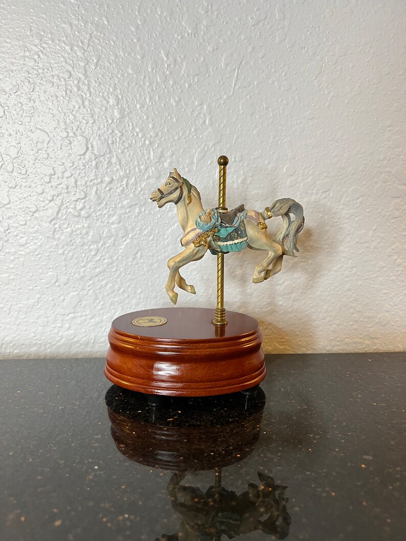 Vintage Musical Carousel Horse Wind up Music Box Horse Moves - Etsy