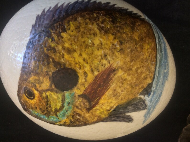 6.5" Ostrich Egg Hand Painted Fish Both Sides Great Fathers Day, Easter ...