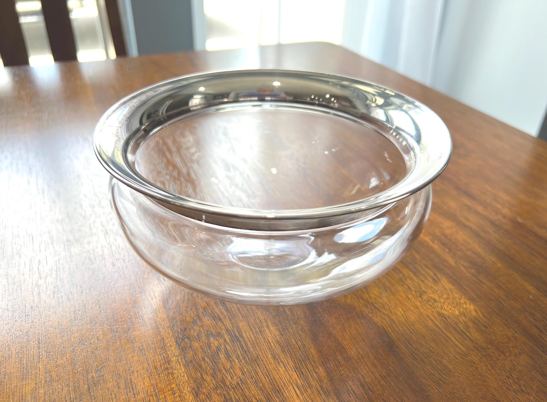 Mid Century Silver Band / Flare Mouth / Blown Glass Bowl 3.5" T 7" D - Etsy