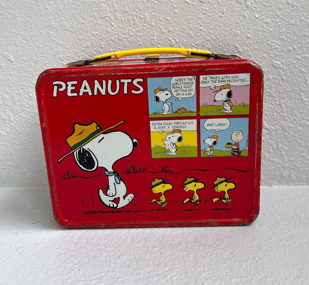 Peanuts Lunch Box - Vintage - Red - Schultz - Snoopy - Charlie Brown ...