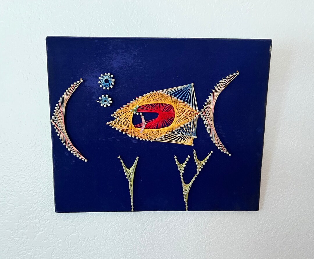 Vintage Ocean String Art With Navy Velvet Background on Wood Board - Etsy