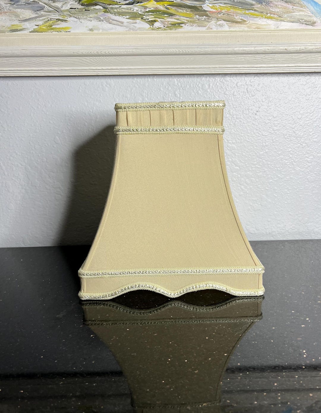Vintage Royal Designs Inc Square Bell Beige Silk Lamp Shade With White ...