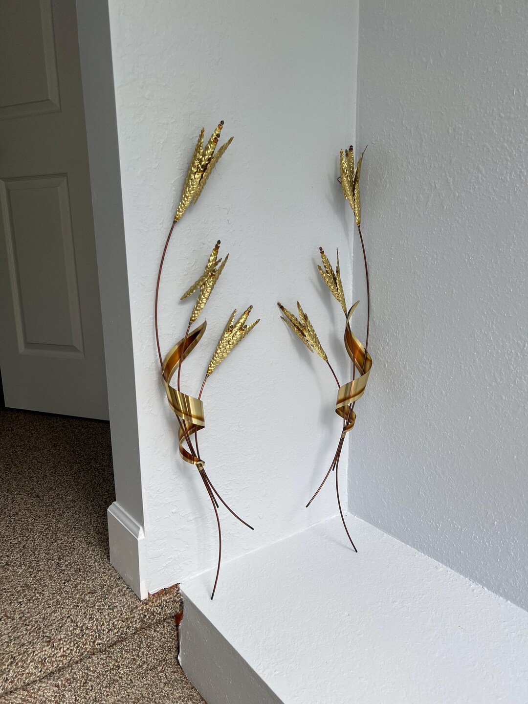 Vintage Metal Wheat Wall Decor - Brass Stems, Copper Wheat - Set of 2 ...