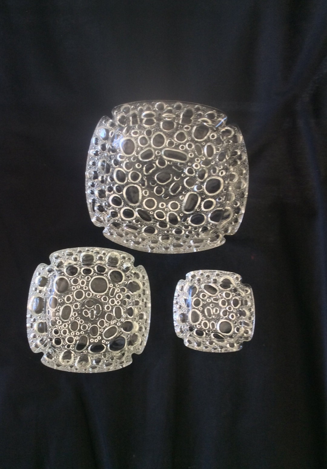 Vintage Clear Libbey Bubble / Pebble Nesting Set of 3 Ashtrays - Etsy