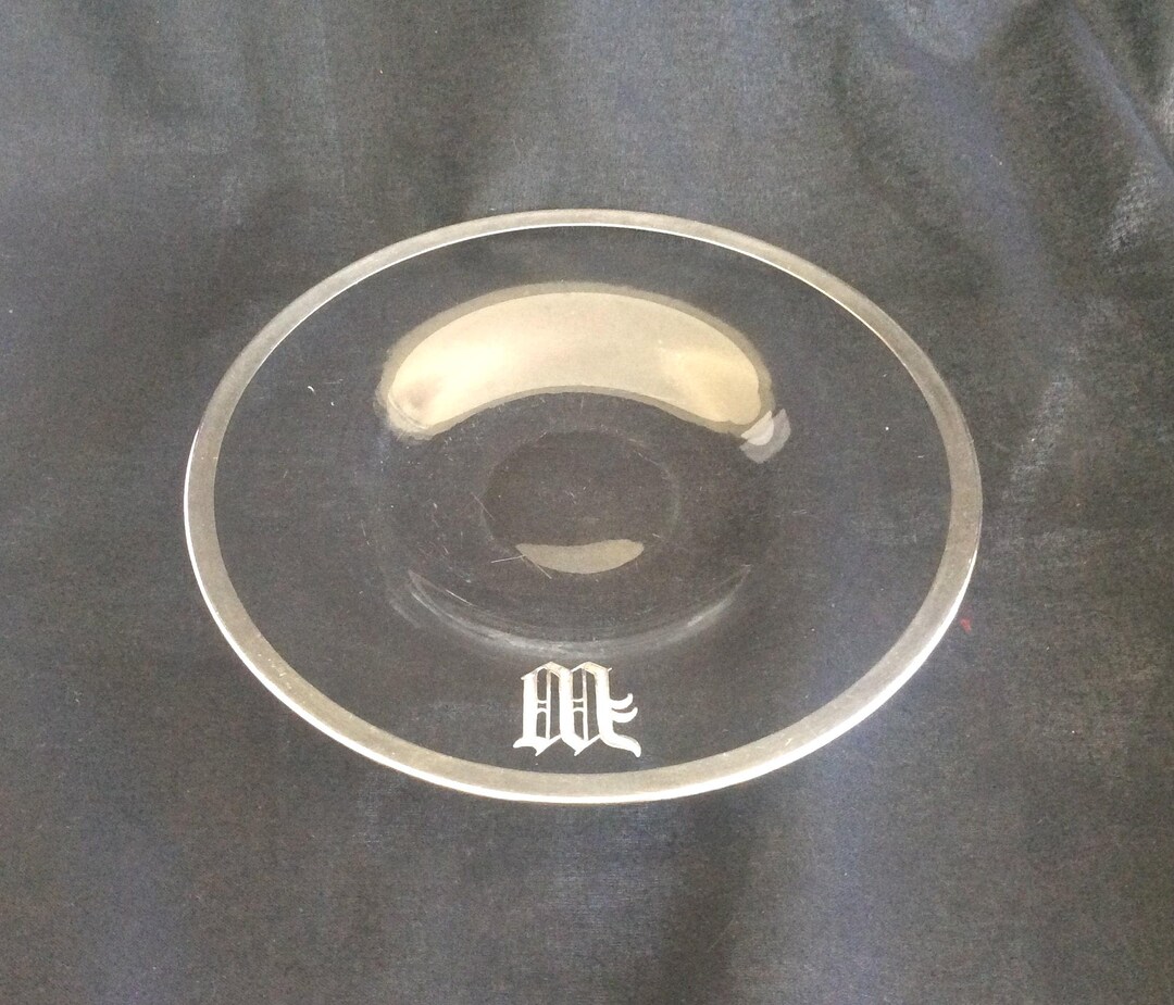 Vintage Monogrammed Glass Dish: Silver Overlay Rim, 8.5" Plate Priced ...