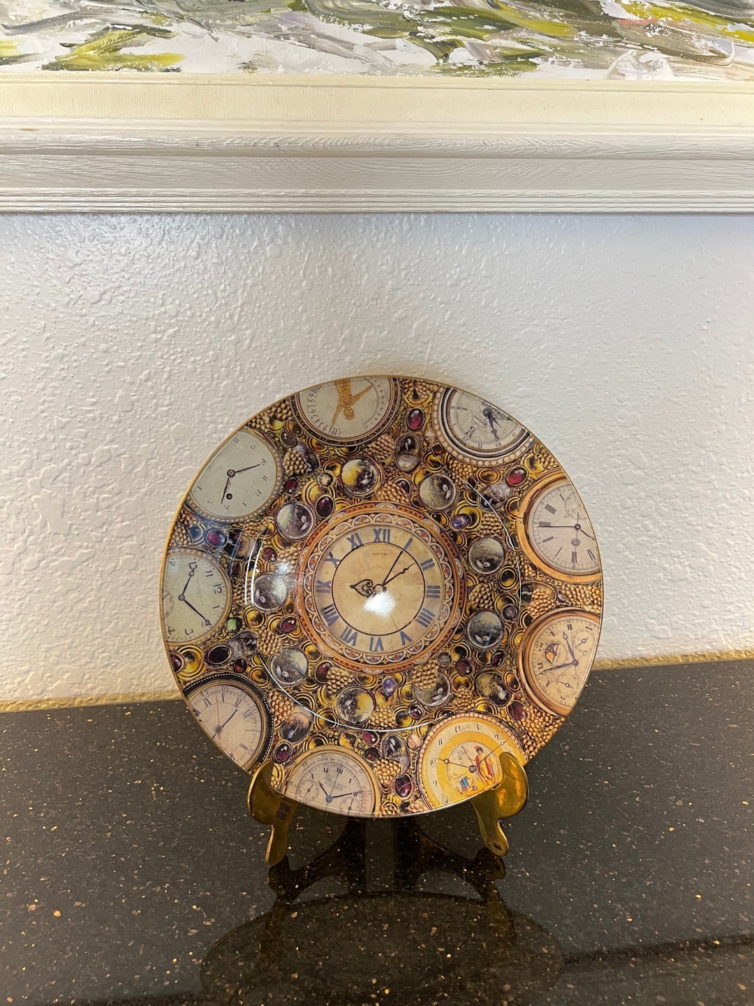 Vintage Jered Holmes Decoupage Plate: Whimsical Clock Design, Signed ...