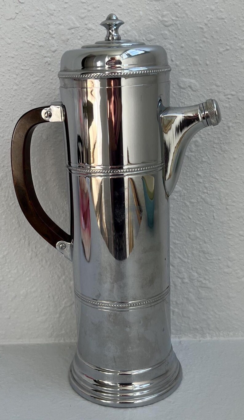 Vintage 1930s Art Deco Chrome Cocktail Pitcher - Farber Bros. Krome ...