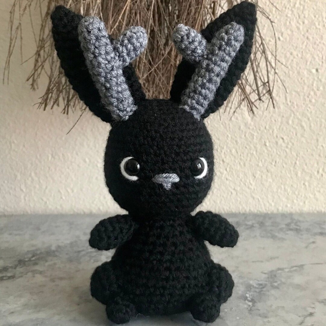 Black Jackalope Cryptid Plush, Grey or Tan Antlers - Etsy