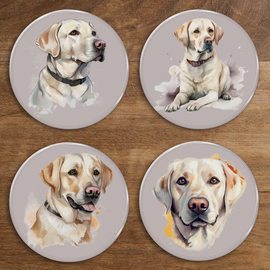 Labrador Glass Coasters Watercolour Painting Personalised Glass ...