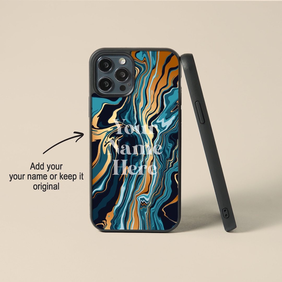 Custom Royal Blue Fluid Phone Case Personalised Name Abstract Case ...