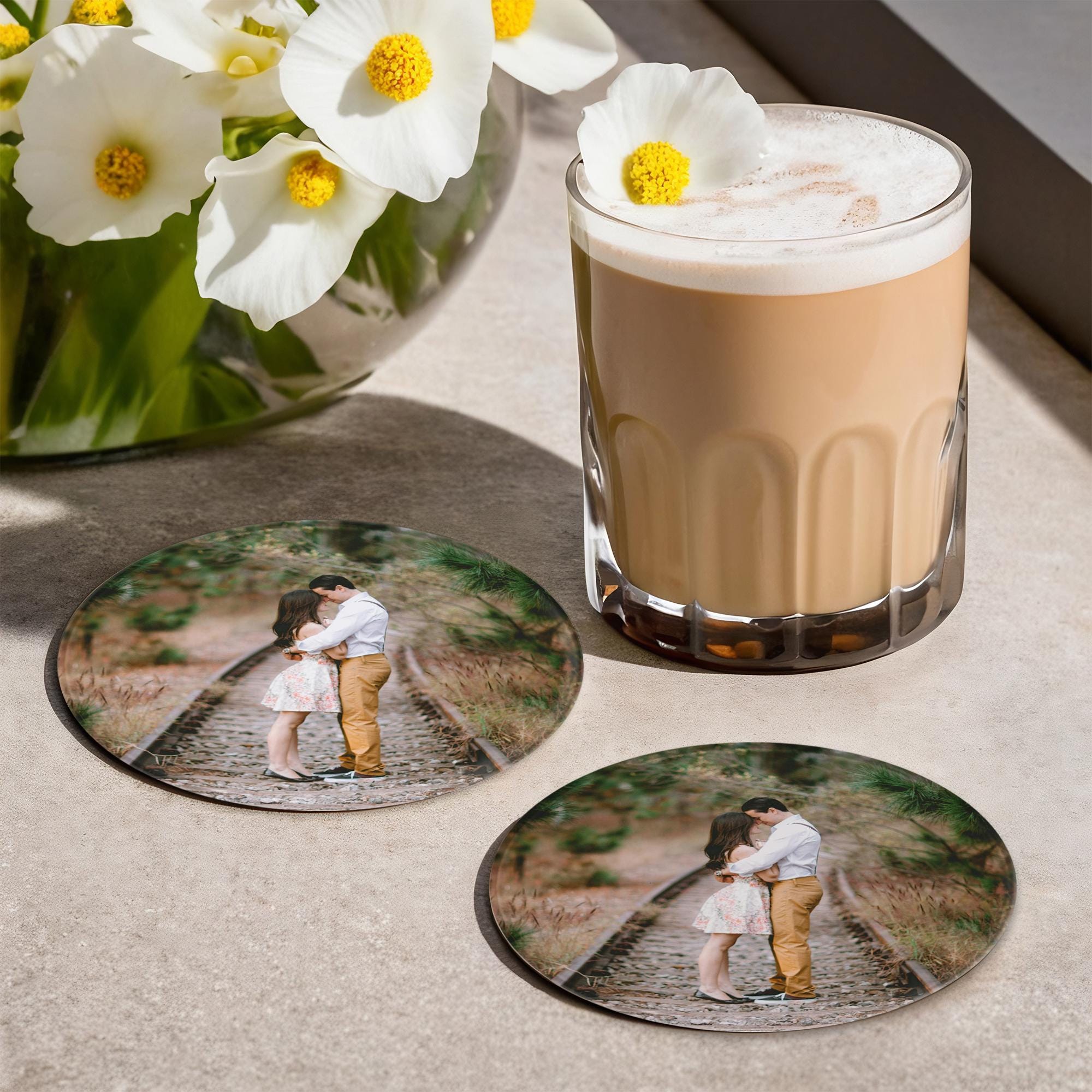 Custom Glass Coasters With Own Photo | Personalised Coaster Set - Etsy