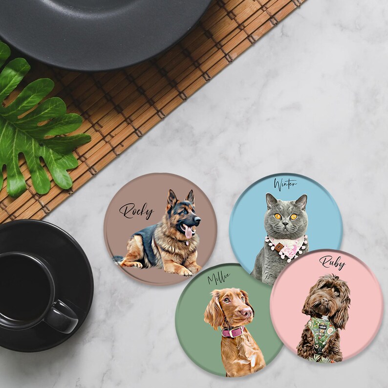 Custom Pet Coasters Glass Placemats Coffee Table Coaster - Etsy
