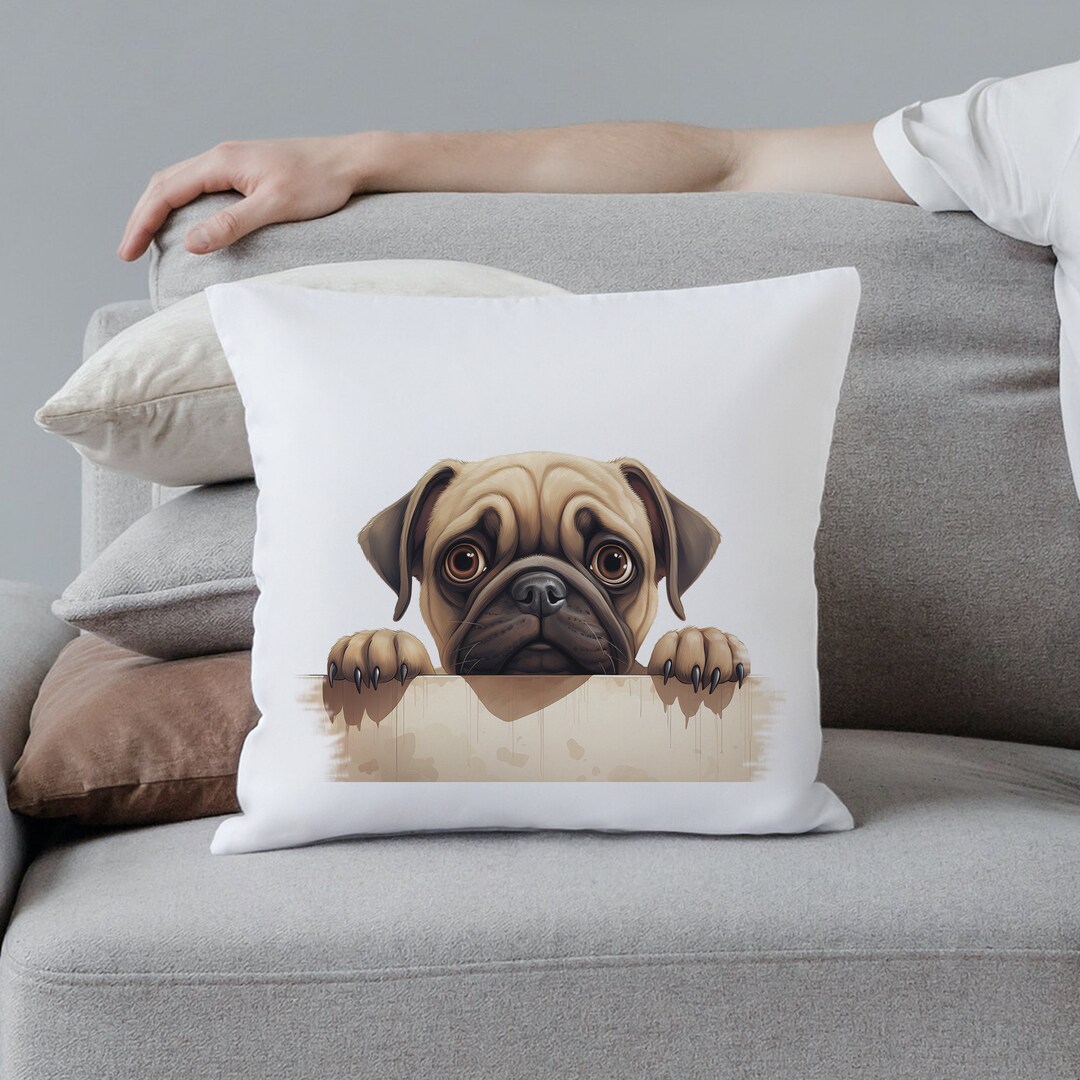Cute Peeking Pug Custom Pillow Pug Pillow Pet Memorial Gift Gifts for ...