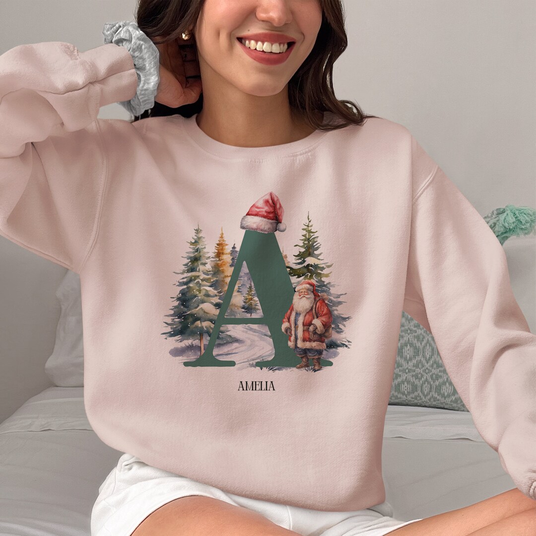 Custom Initial Christmas Jumpers Personalized Woman Sweater Festive ...