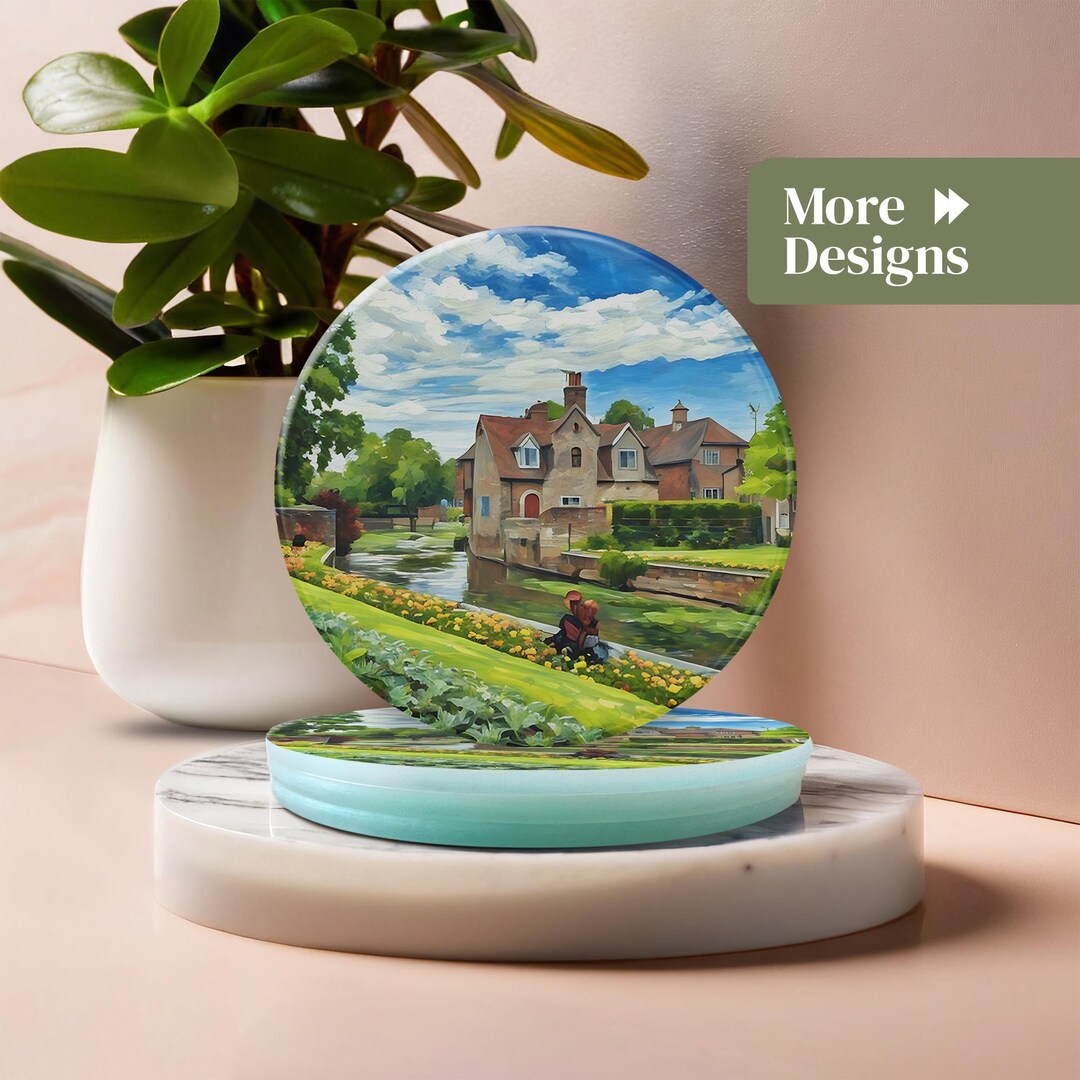 British Village Theme Glass Coasters | Personalized Coffee Table Decor ...