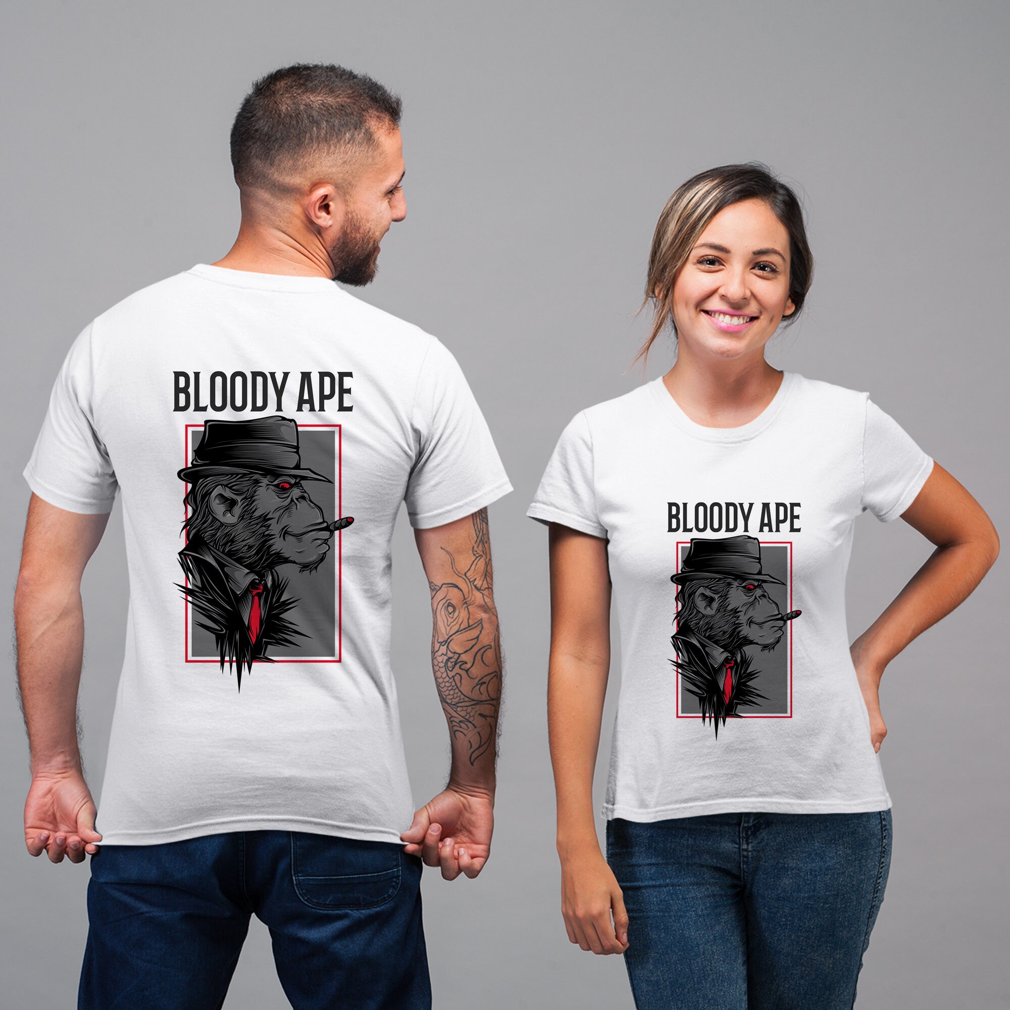 Bloody Ape Graphic T-shirt Custom Black Ape Tee White - Etsy
