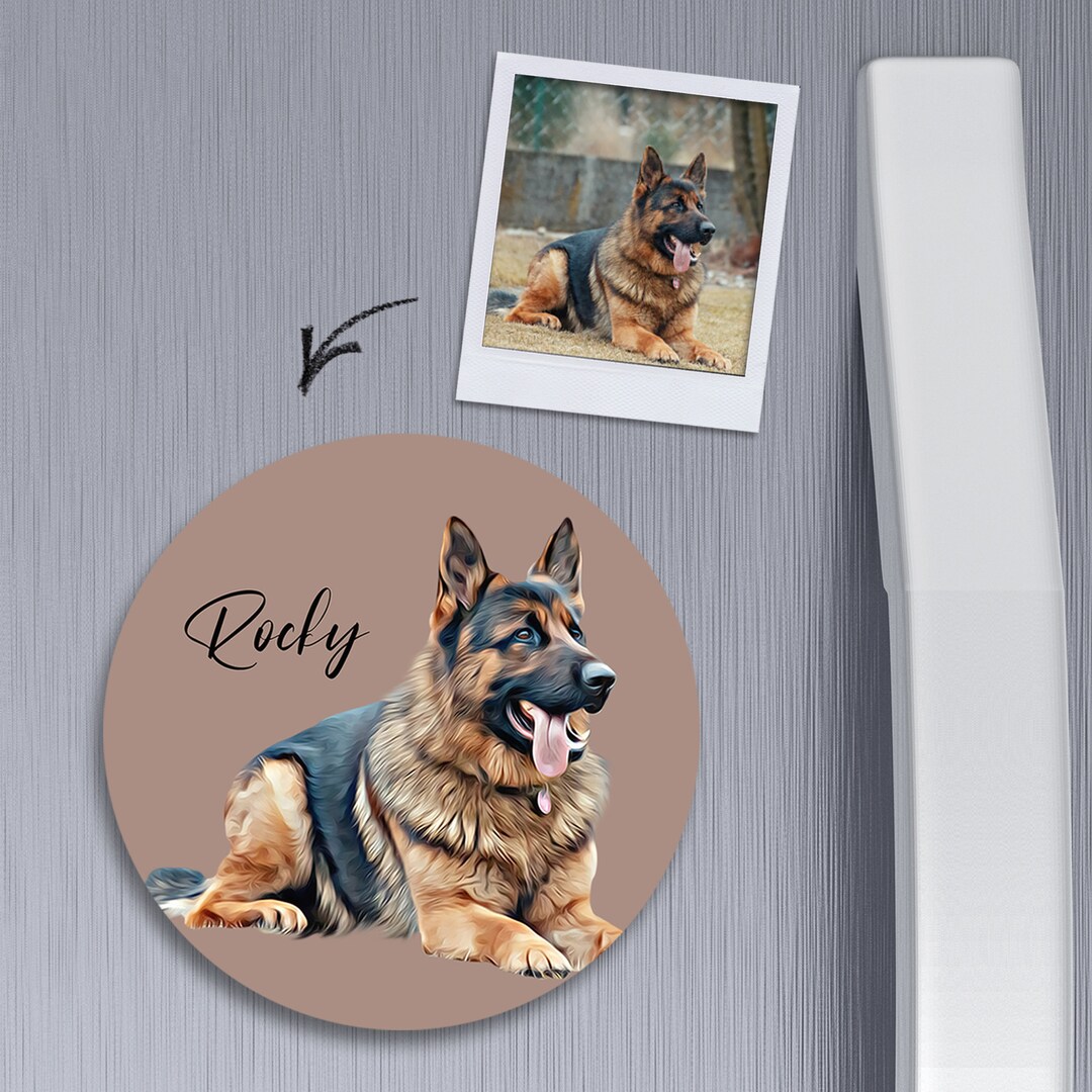 Custom Pet Fridge Magnet Personalised Dog Portrait Dog/ Cat Memorial ...
