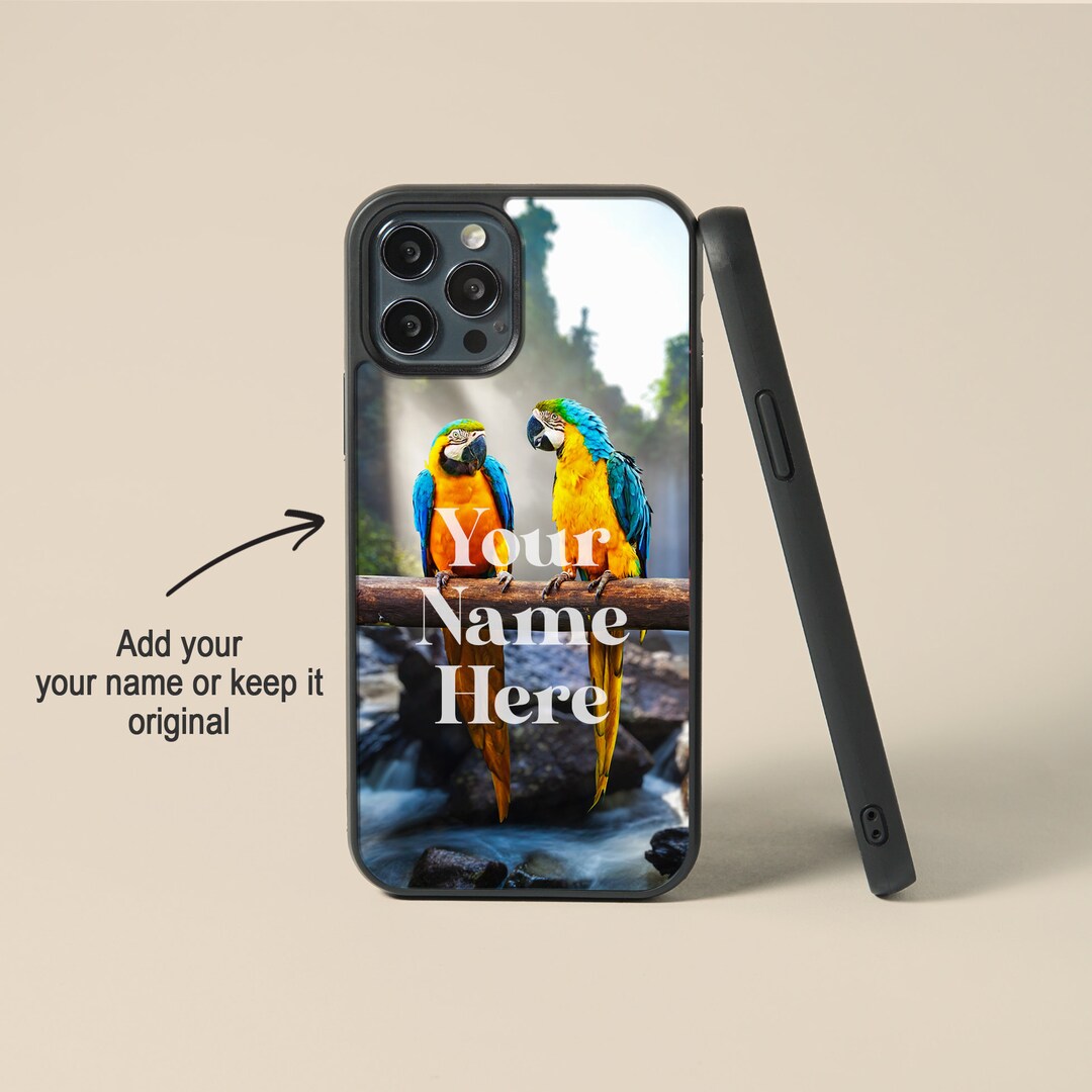 Macaw Bird Phone Case Personalised Name Animal Case Tempered Glass ...