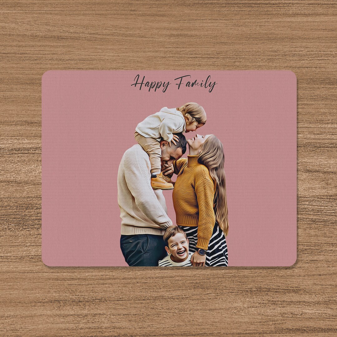 Custom Family Portrait Mouse Pad Personalised Photo Mouse Mat Desk PC ...