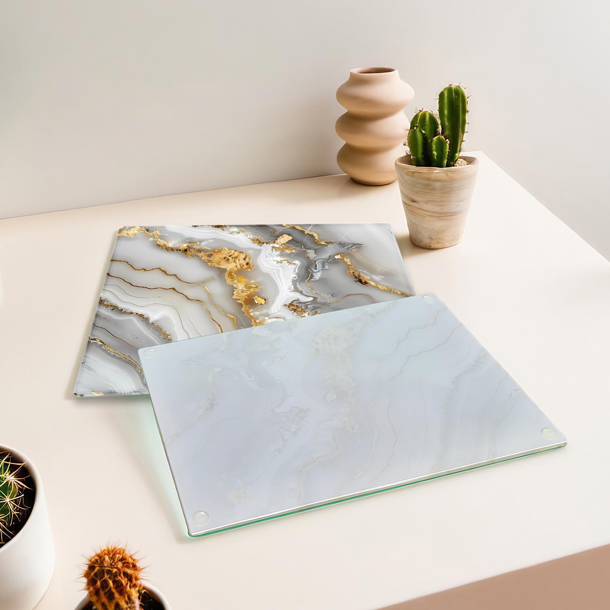 Light Grey Marble Placemat - Luxury Glass Table Mat - Etsy