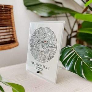 Personalised Map, Glass Desk Art | Custom Where It All Began City Print ...