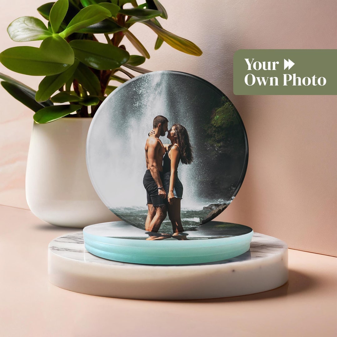 Custom Glass Coasters With Own Photo | Personalised Coaster Set - Etsy