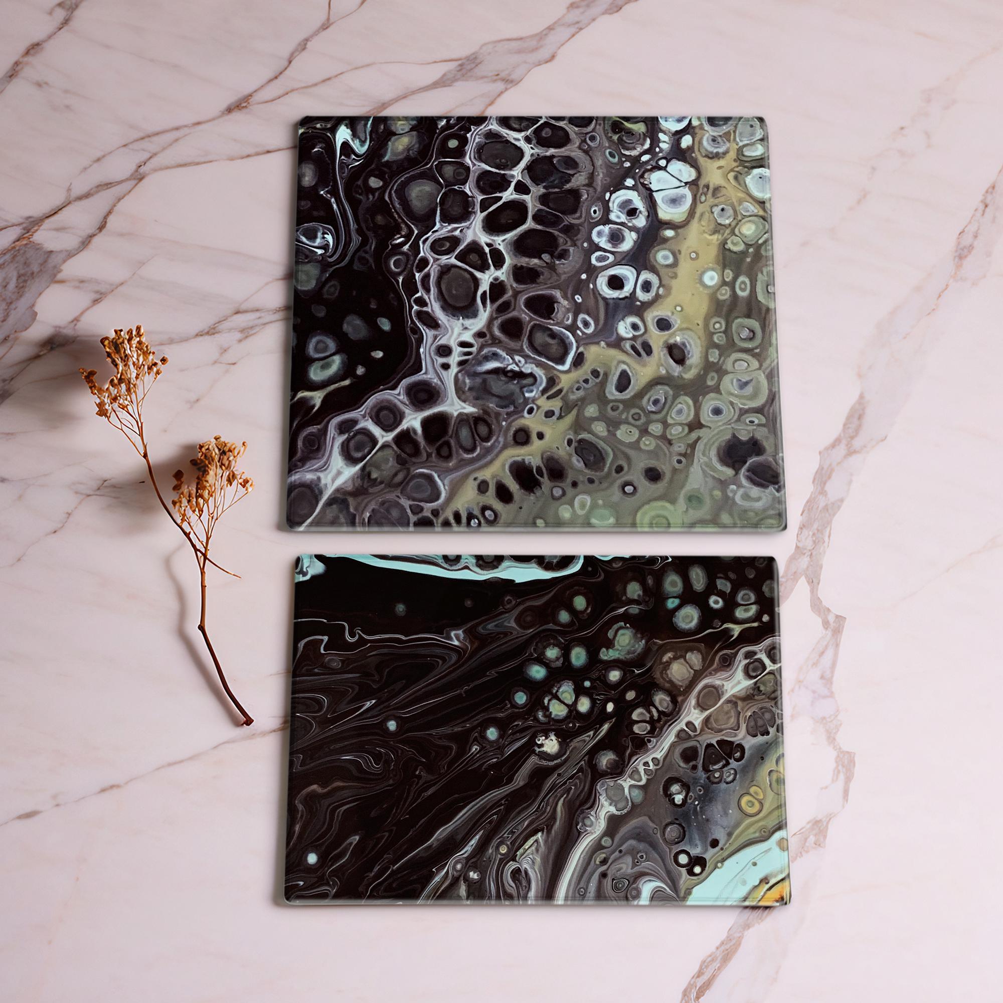 Black Marble Placemat - Luxury Glass Table Mat - Etsy