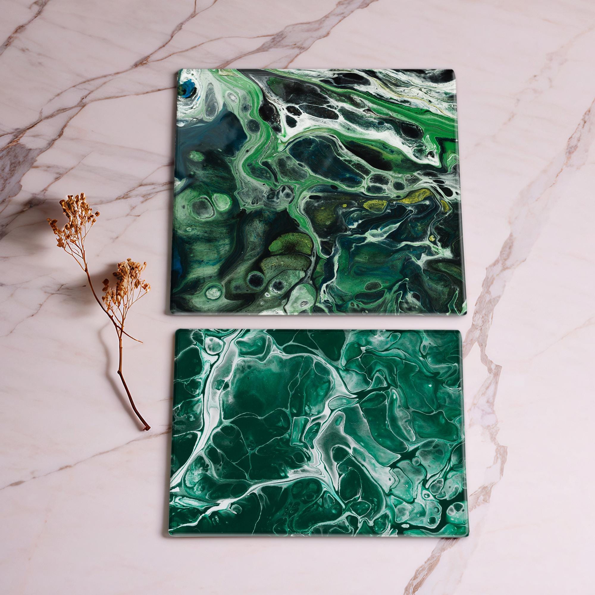Green Marble Placemat - Luxury Glass Table Mat - Etsy UK