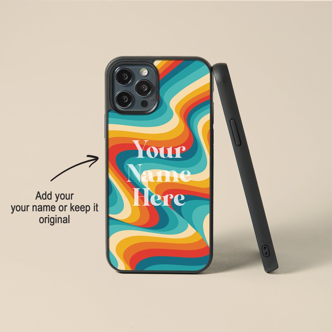 Custom Groovy Retro Phone Case Personalised Name Vintage Case Tempered ...