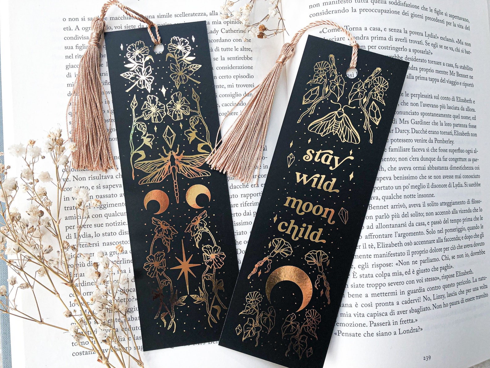 Set of 2 Magical Bookmarks Gold Foil Bookmarks Tassel - Etsy