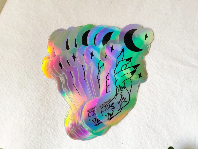 Holographic Witch Hand Sticker Moon Lover Sticker | Etsy
