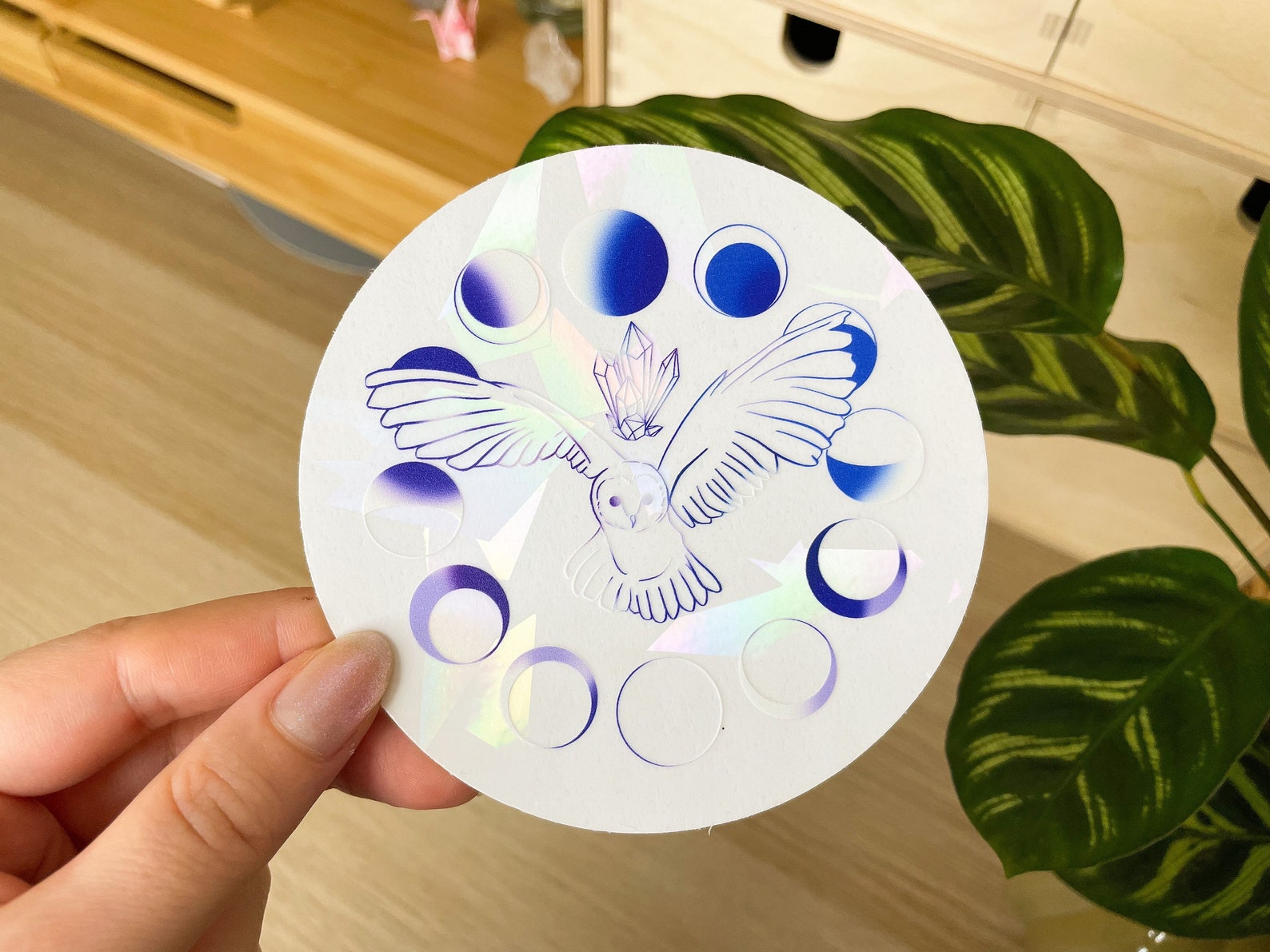 Owl Suncatcher Moon Phases Rainbow Maker Decal - Etsy