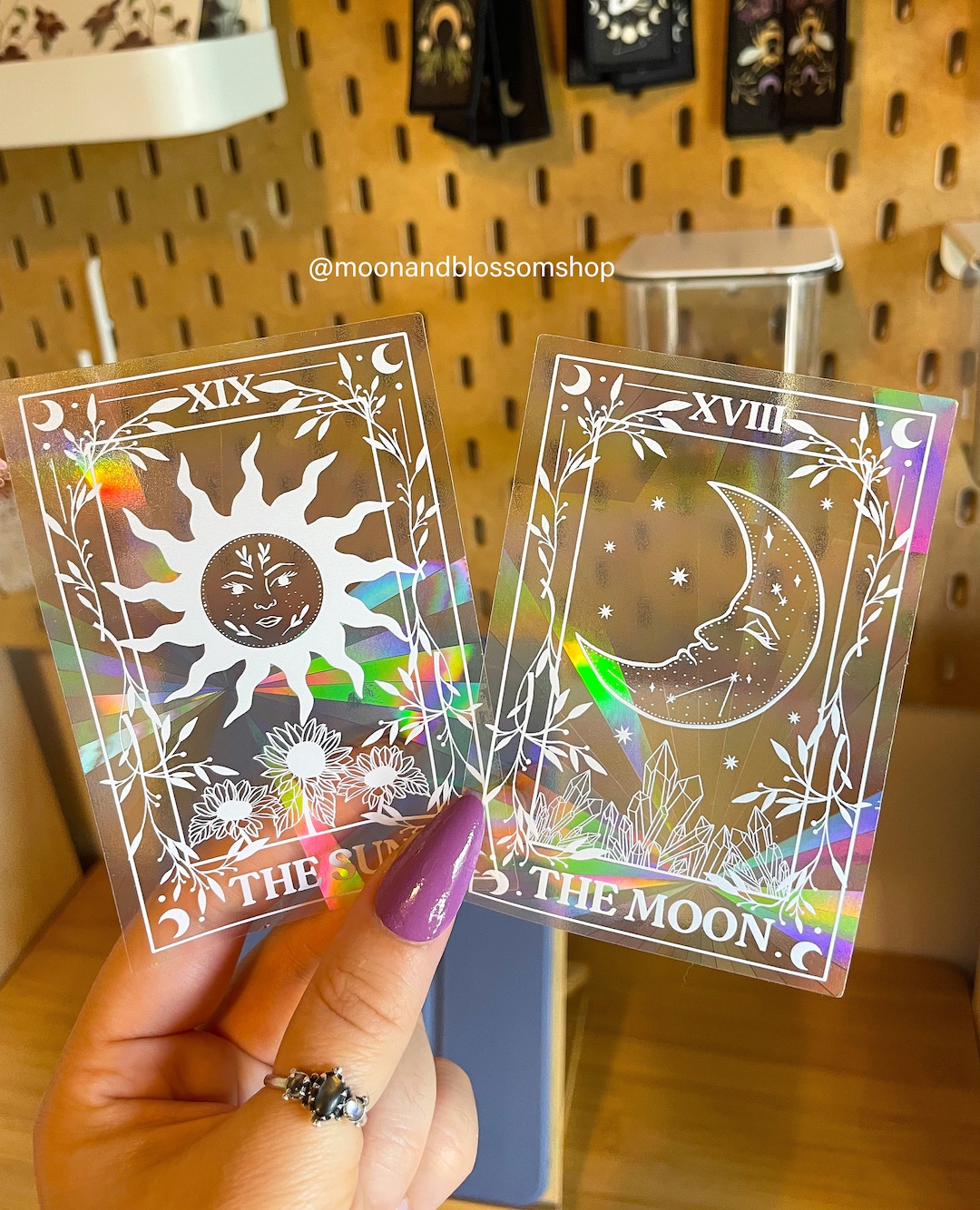 SET the Moon and the Sun Tarot Suncatchers, 2 Suncatchers, Rainbow ...