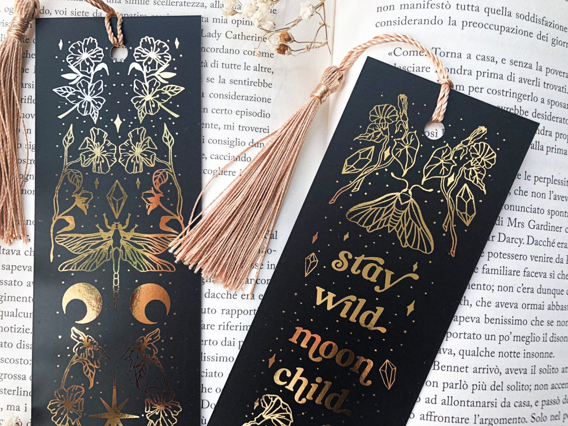 Set of 2 Magical Bookmarks Gold Foil Bookmarks Tassel | Etsy