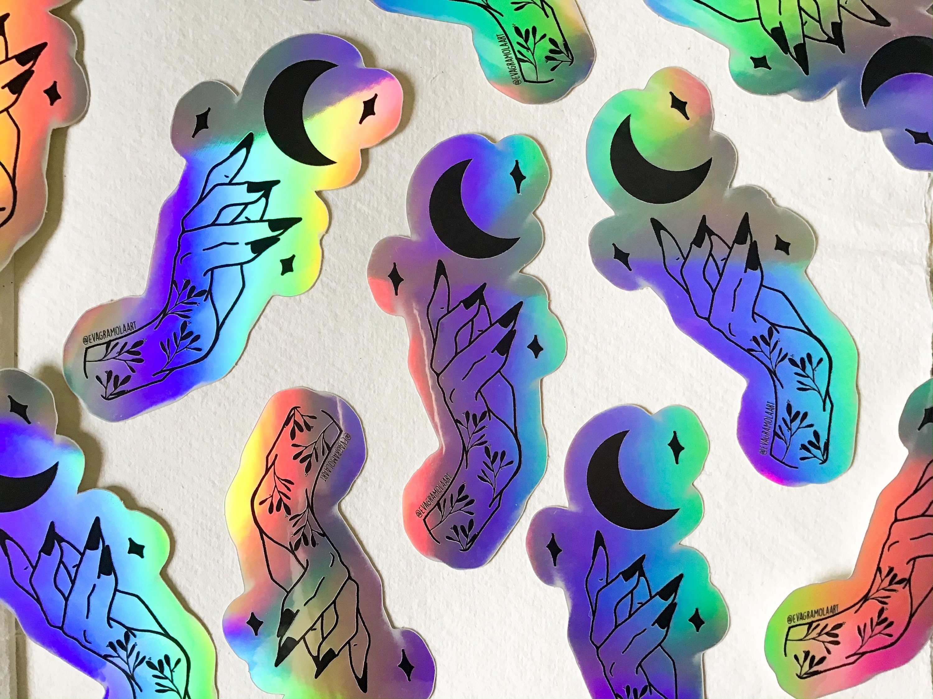 Holographic Witch Hand Sticker Moon Lover Sticker - Etsy