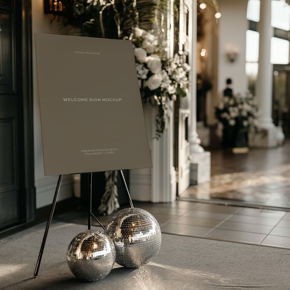 Disco Ball Welcome Sign Mockup: Gold & Silver Foil PSD - Etsy
