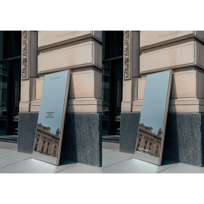 Realistic Mirror Sign Mockup: PSD Template for Advertising Design - Etsy