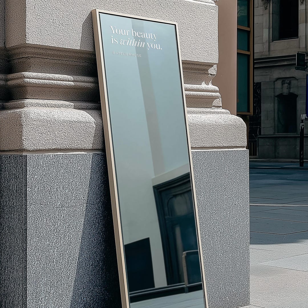 Realistic Mirror Sign Poster Sign Mockup, PSD Mockup, Mirror Board ...