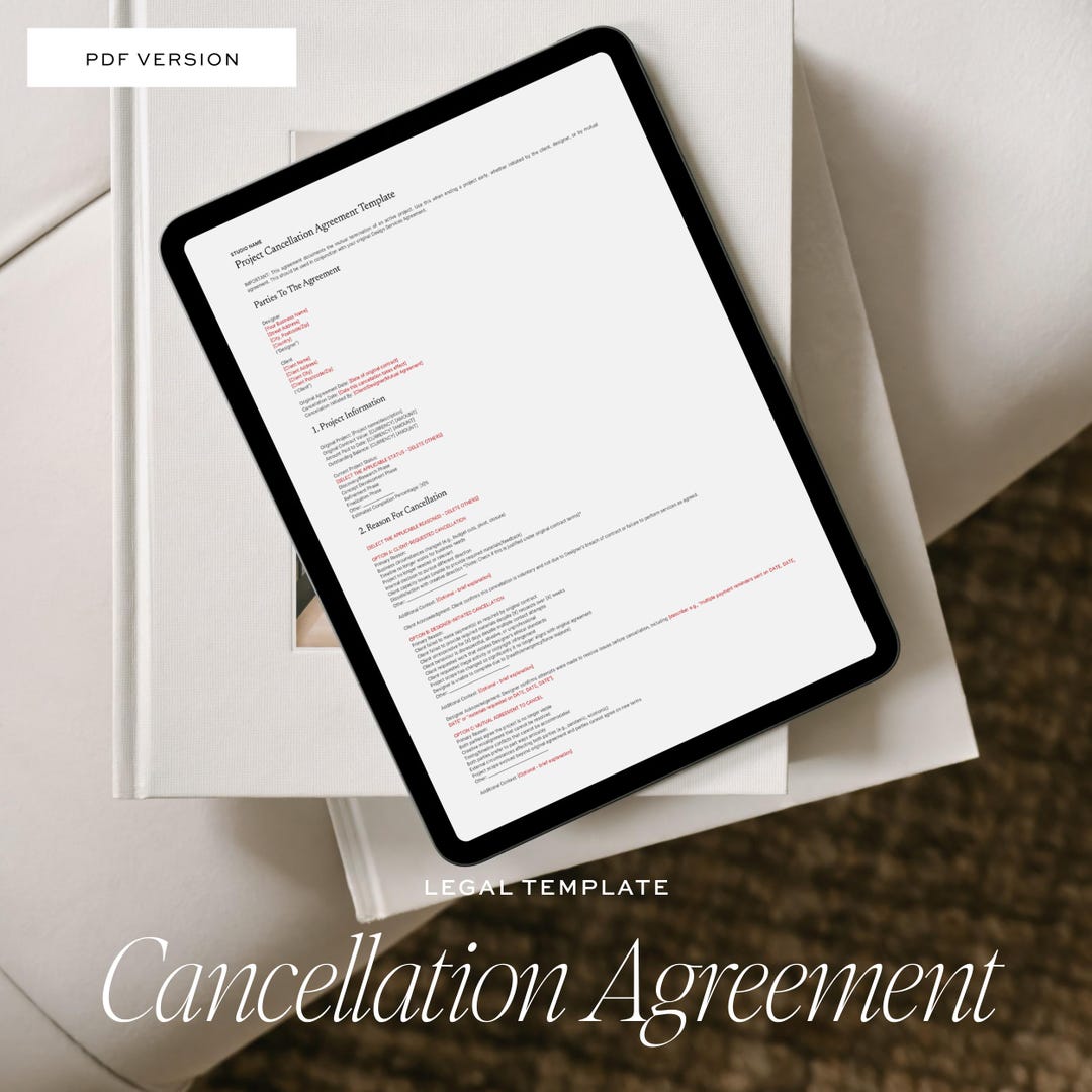 Project Cancellation Agreement: PDF Designer Termination Contract - Etsy