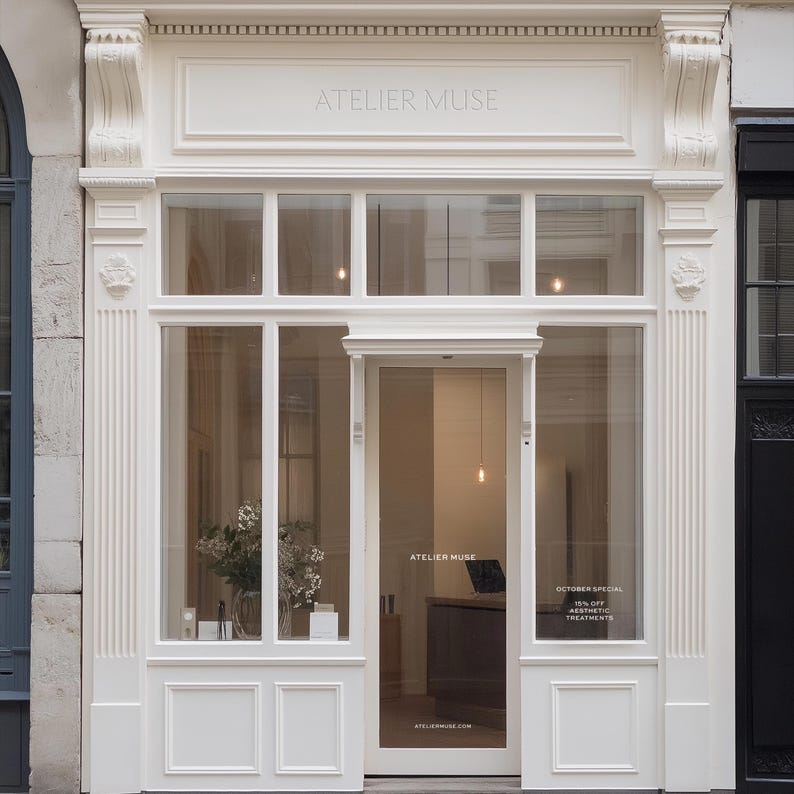 Salon Storefront Mockup PSD: Facade & Signage Design - Etsy