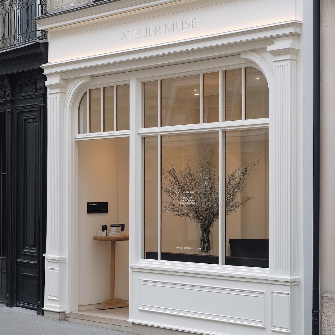 Salon Storefront Mockup PSD: Facade & Signage Design - Etsy