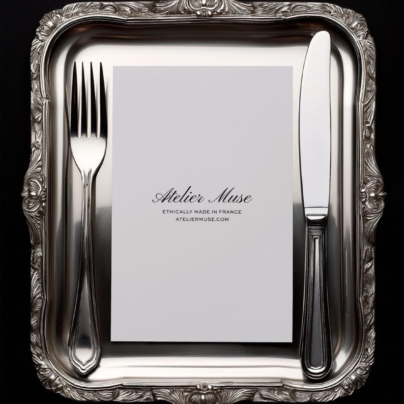 Stationery Card Mockup, Vintage Dinner Tray Mockup, Paper Card Branding ...